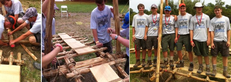 Single A-Frame Bridges at the Jamboree – SCOUT PIONEERING