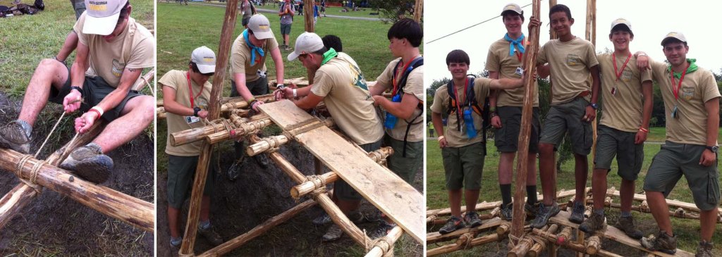 Single A-Frame Bridges at the Jamboree – SCOUT PIONEERING